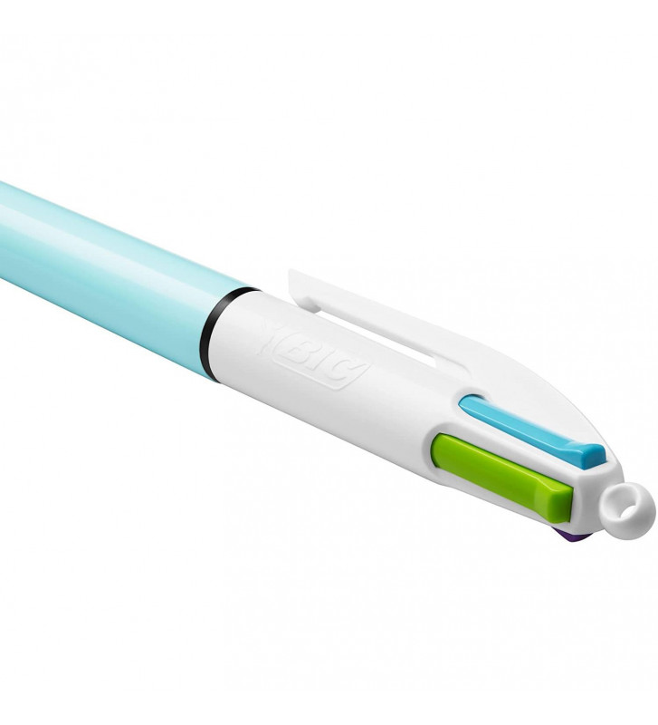 BIC Stylo bille 4 Couleurs Fantaisie (rose, violet, vert et turquoise ...